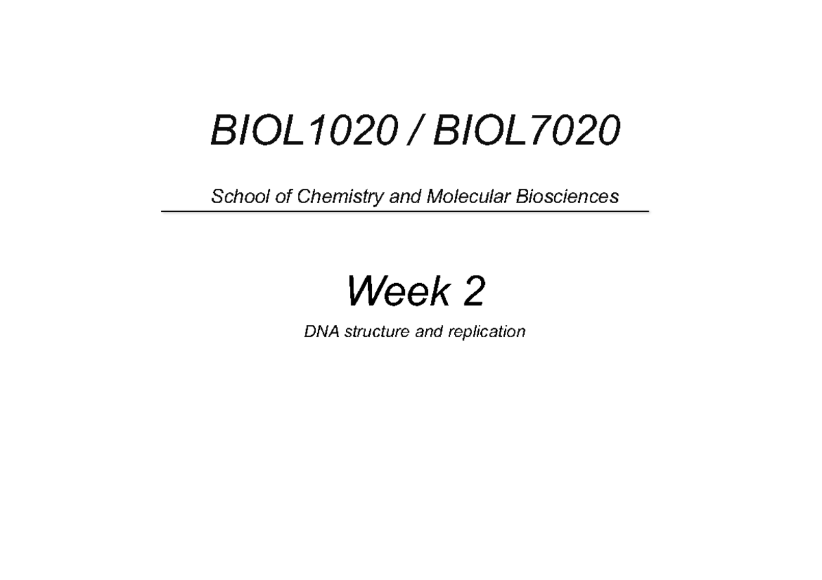 2022 BIOL1020-week2-tutorial - BIOL1020 / BIOL School of Chemistry and ...