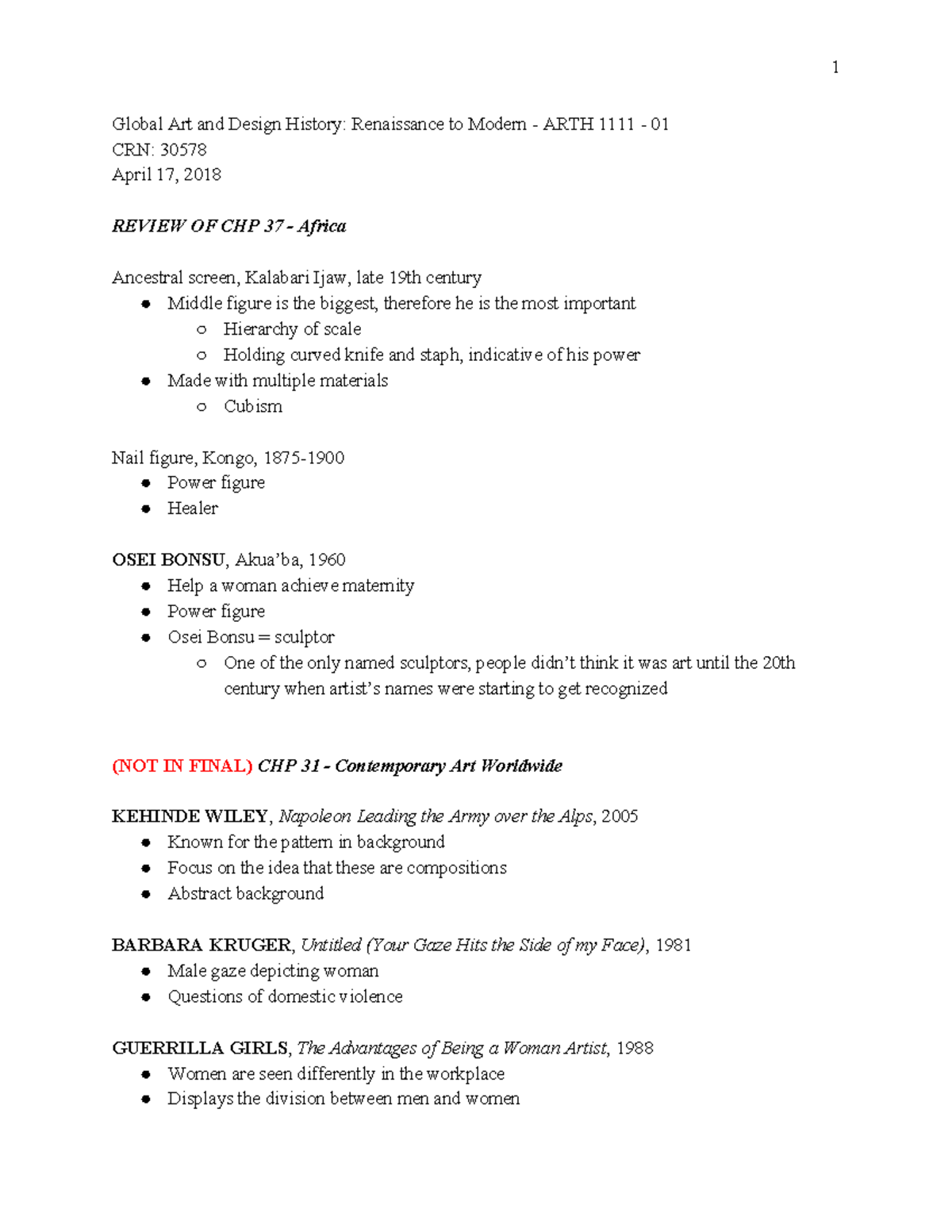 CHP 31 - Contemporary Art Worldwide - 1 Global Art and Design History ...