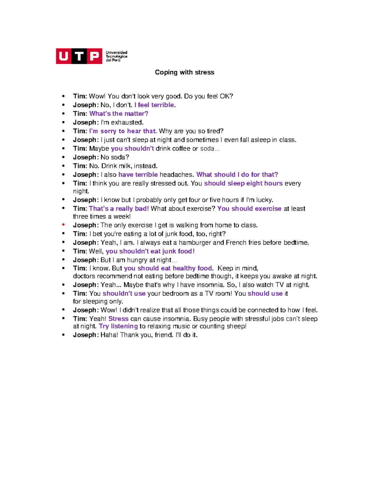 Week 15 - Script - Coping with stress - Coping with stress Tim: Wow ...