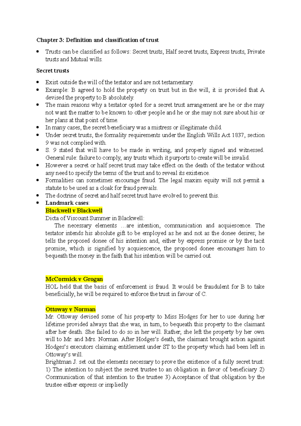 Secret Trusts & Mutual Wills - Chapter 3: Definition and classification ...