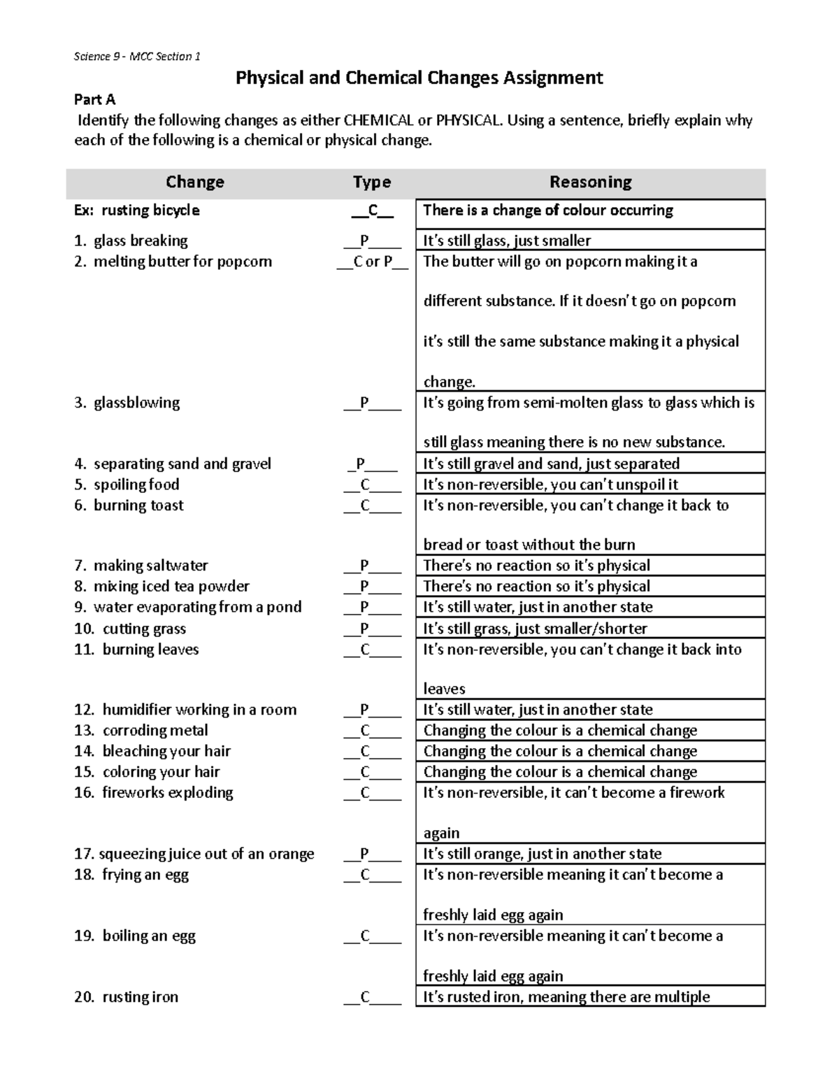 Copy of MCC 1 - Science 9 - MCC Section 1 Physical and Chemical Changes ...