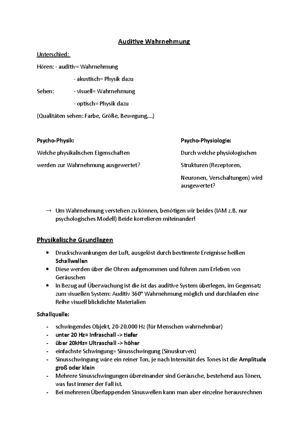 Auditive Wahrnehmung - Auditive Wahrnehmung Unterschied: Hören ...
