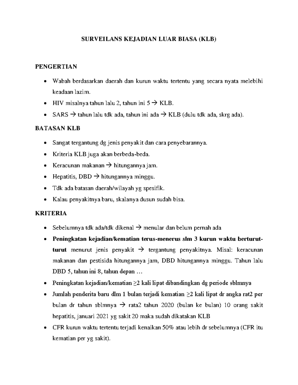 Surveilans Kejadian LUAR Biasa (KLB) - SURVEILANS KEJADIAN LUAR BIASA ...