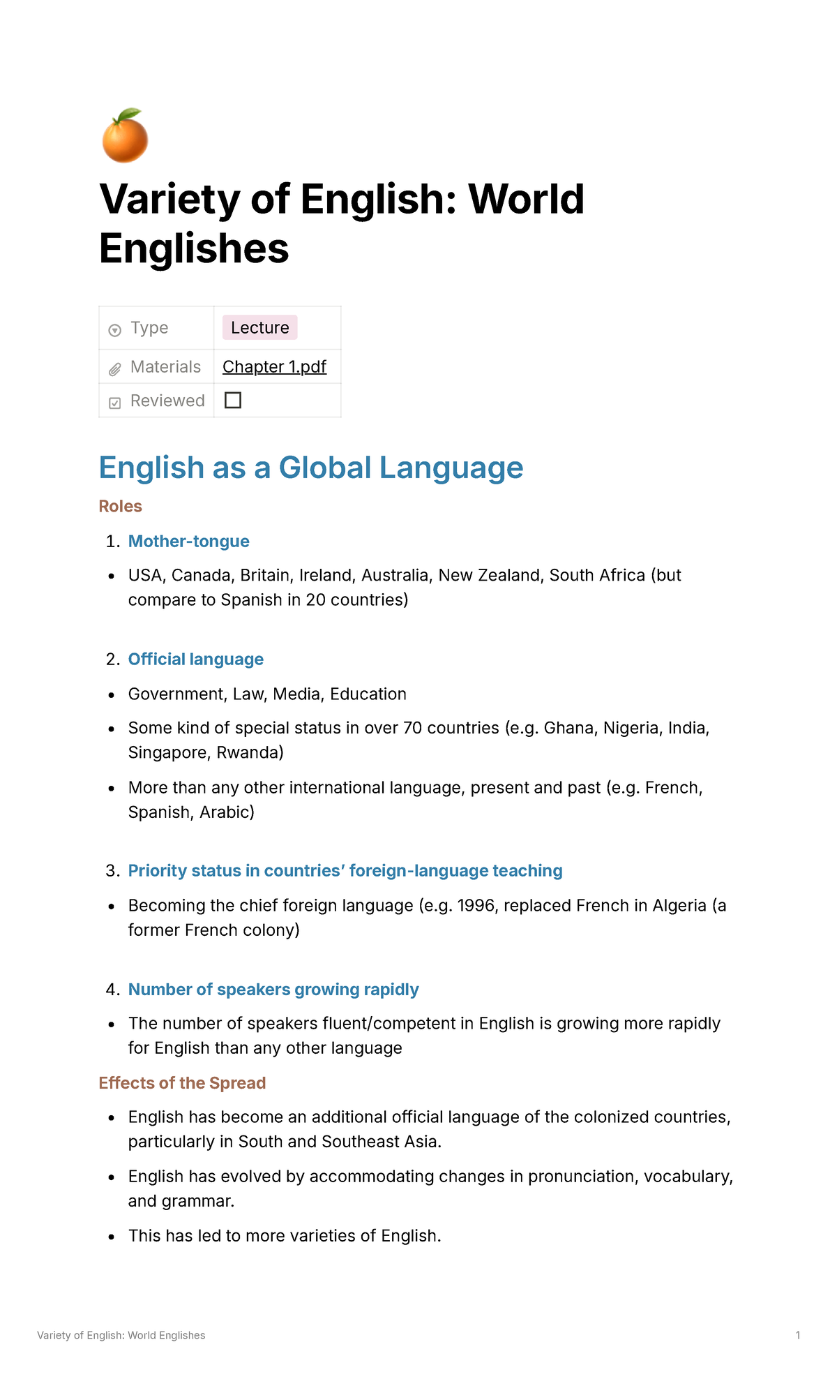 Variety of English - 🍊 Variety of English: World Englishes Type Lecture ...