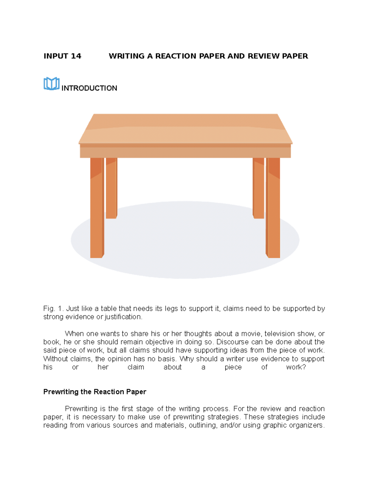 Writing A Reaction Paper AND Review Paper - INPUT 14 WRITING A REACTION ...