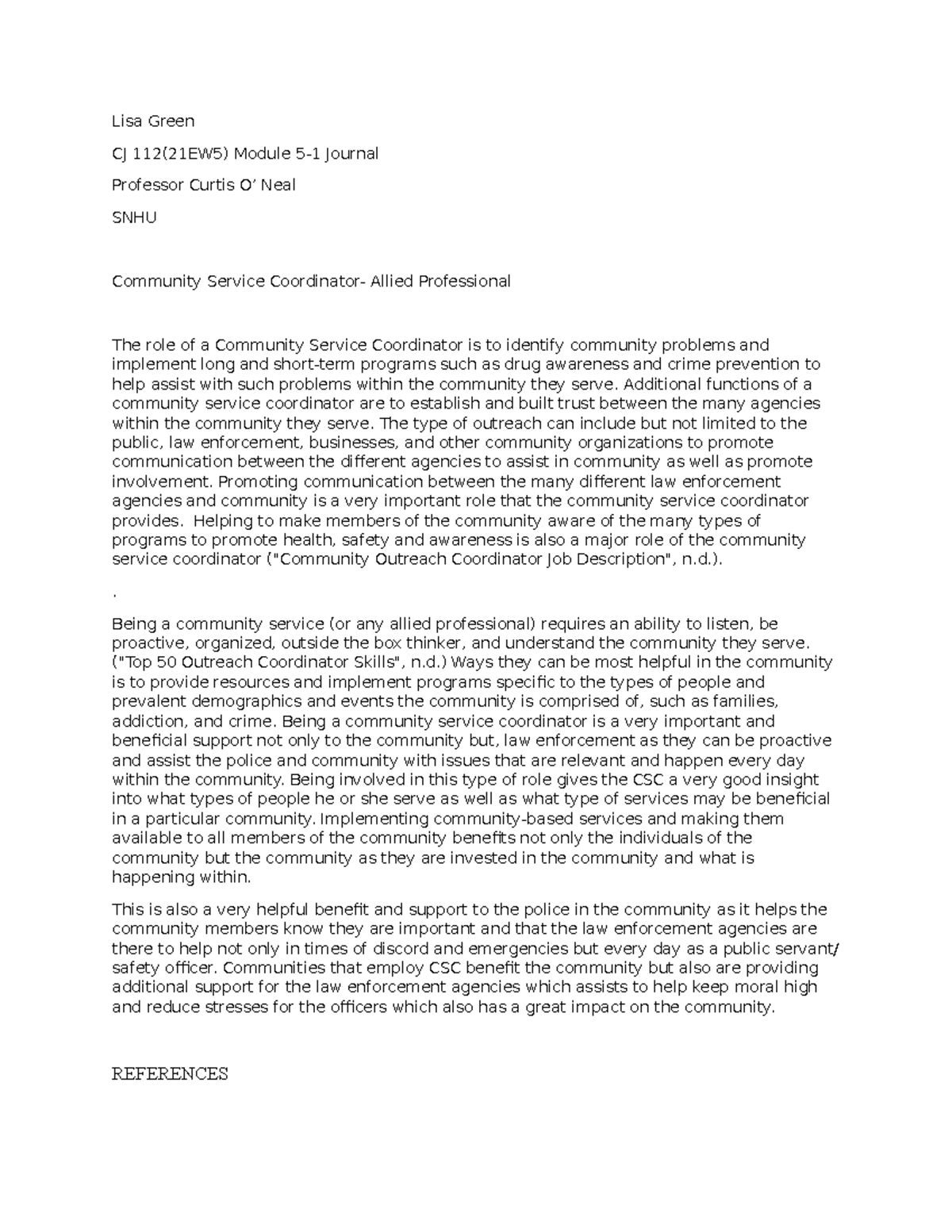 Module 5 Assignment CJ 112 - Lisa Green CJ 112(21EW5) Module 5-1 ...