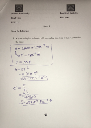 Assignment 1 Biophysics - ffi \OC 0- e.~