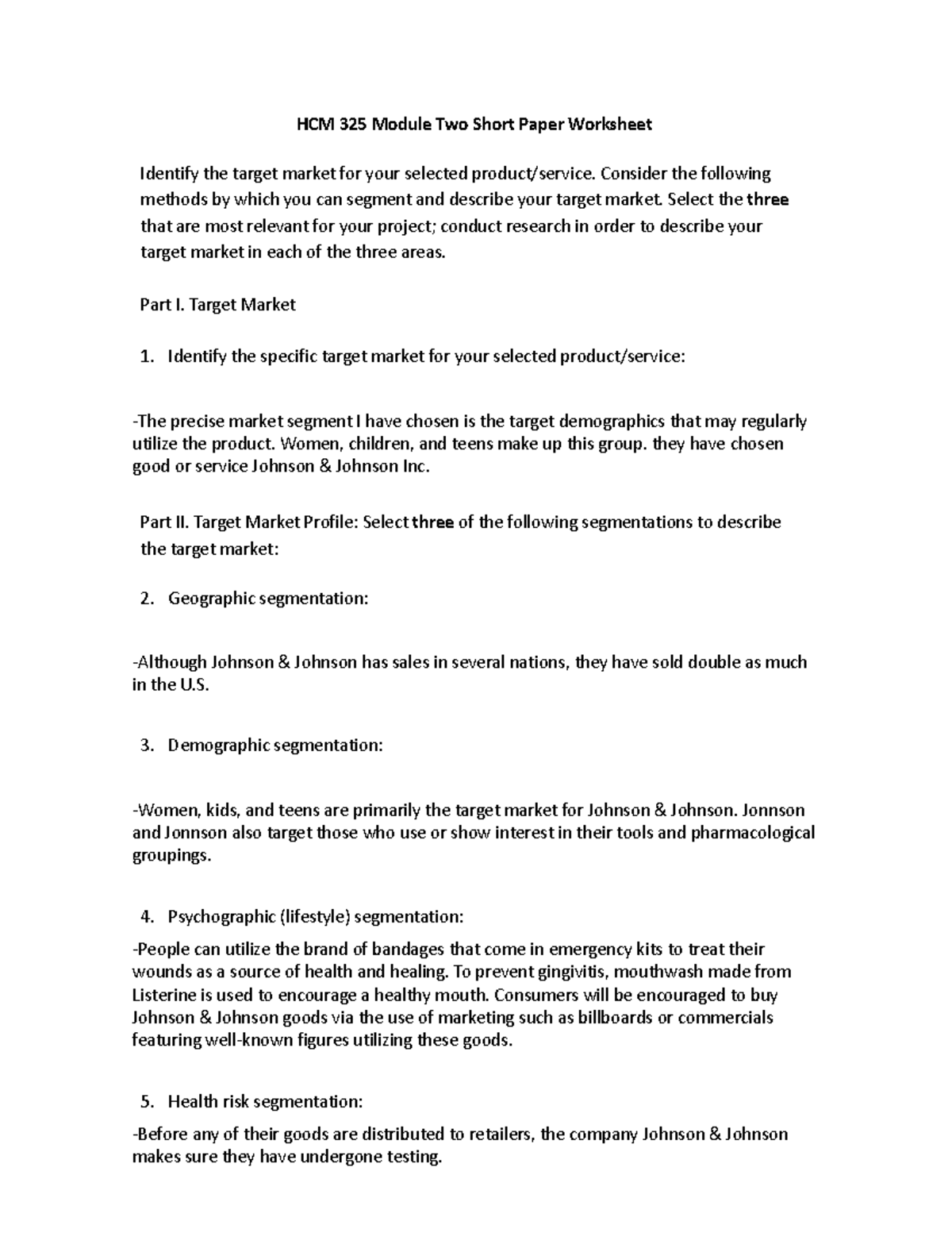 HCM 325 Module Two Short Paper Worksheet - HCM 325 Module Two Short ...