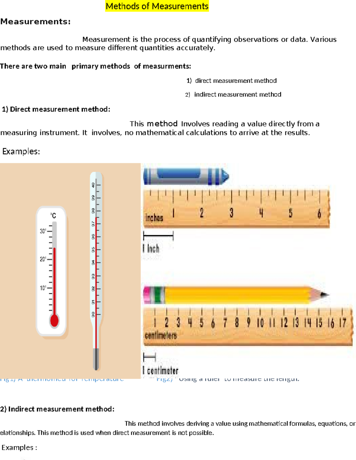 Methods of Measurements - Methods of Measurements Measurements ...