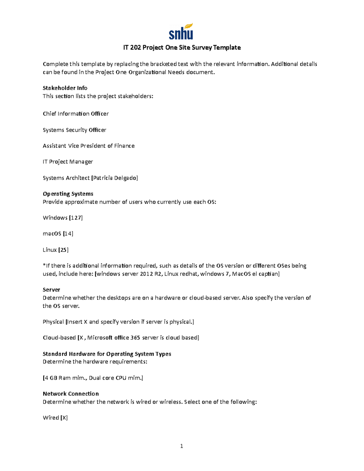 IT 202 Project One P - assignment - IT 202 Project One Site Survey ...