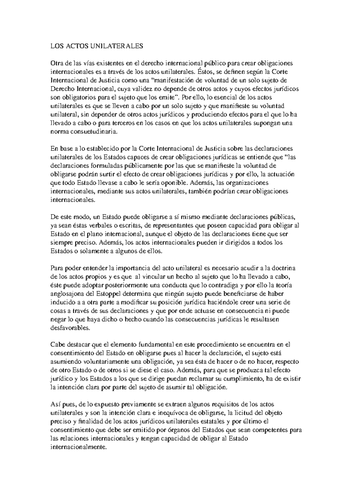 LOS Actos Unilaterales - LOS ACTOS UNILATERALES Otra de las vías ...