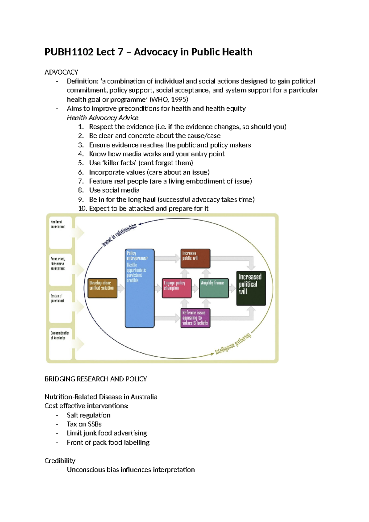 Lect 7 – Advocacy in Public Health - PUBH1102 Lect 7 – Advocacy in ...