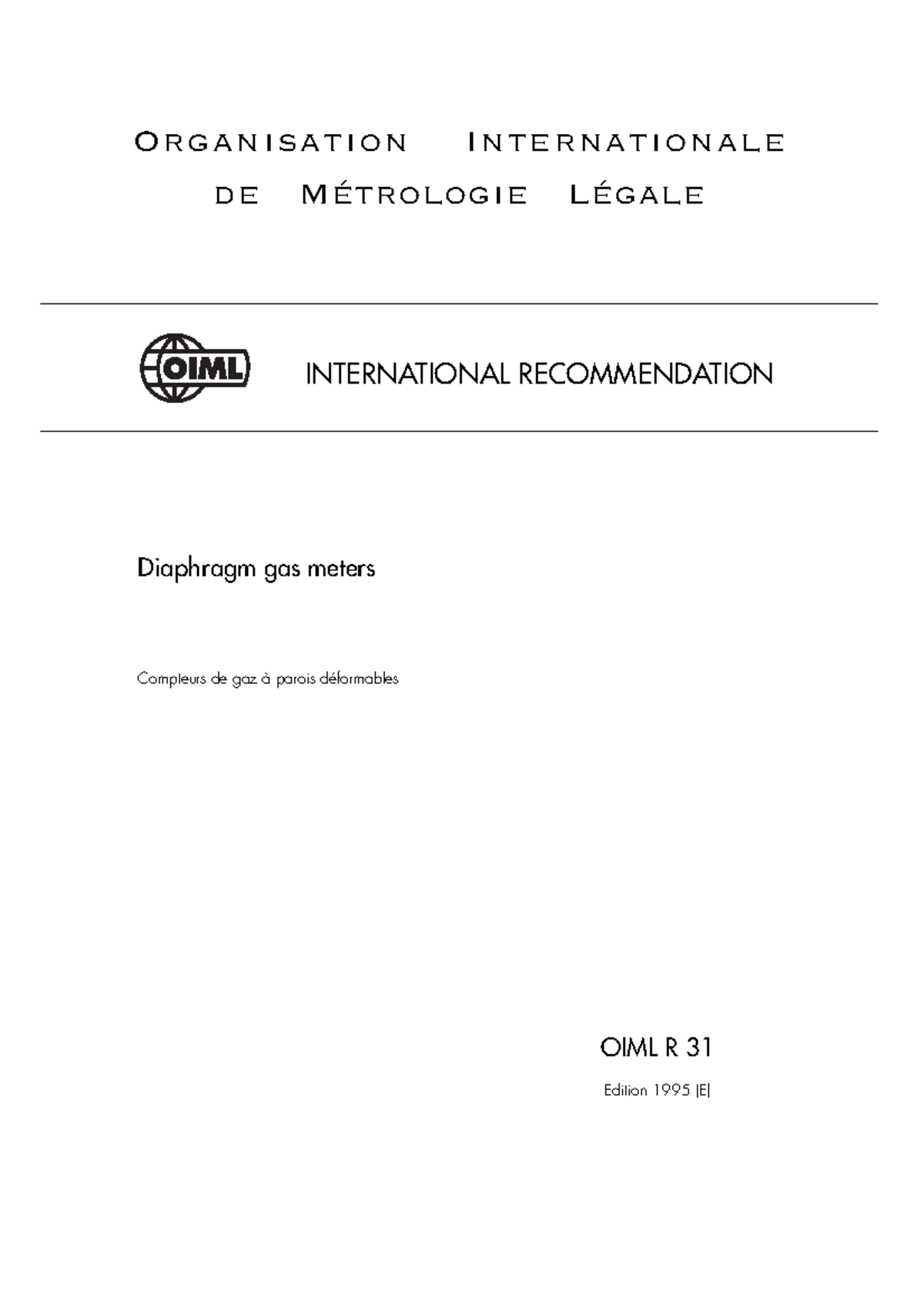 OIML R 31 - Metrologia - Organisation Internationale de Métrologie ...