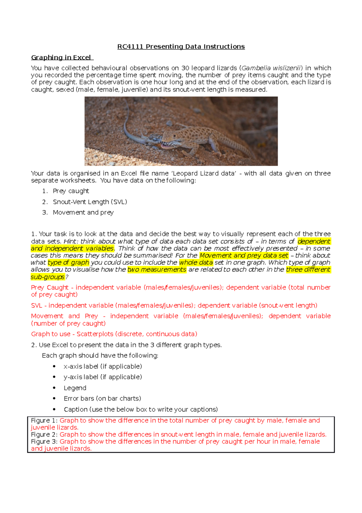 Presenting data Instructions - RC4111 Presenting Data Instructions ...