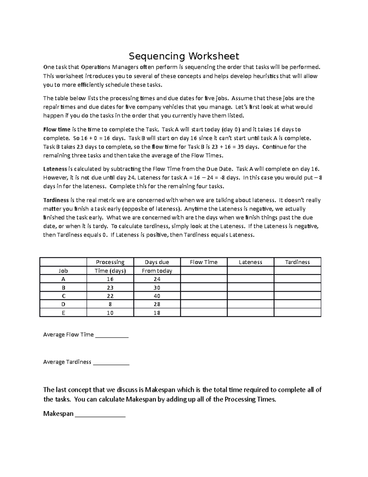 Sequencing Worksheet - Copy - Sequencing Worksheet One task that ...