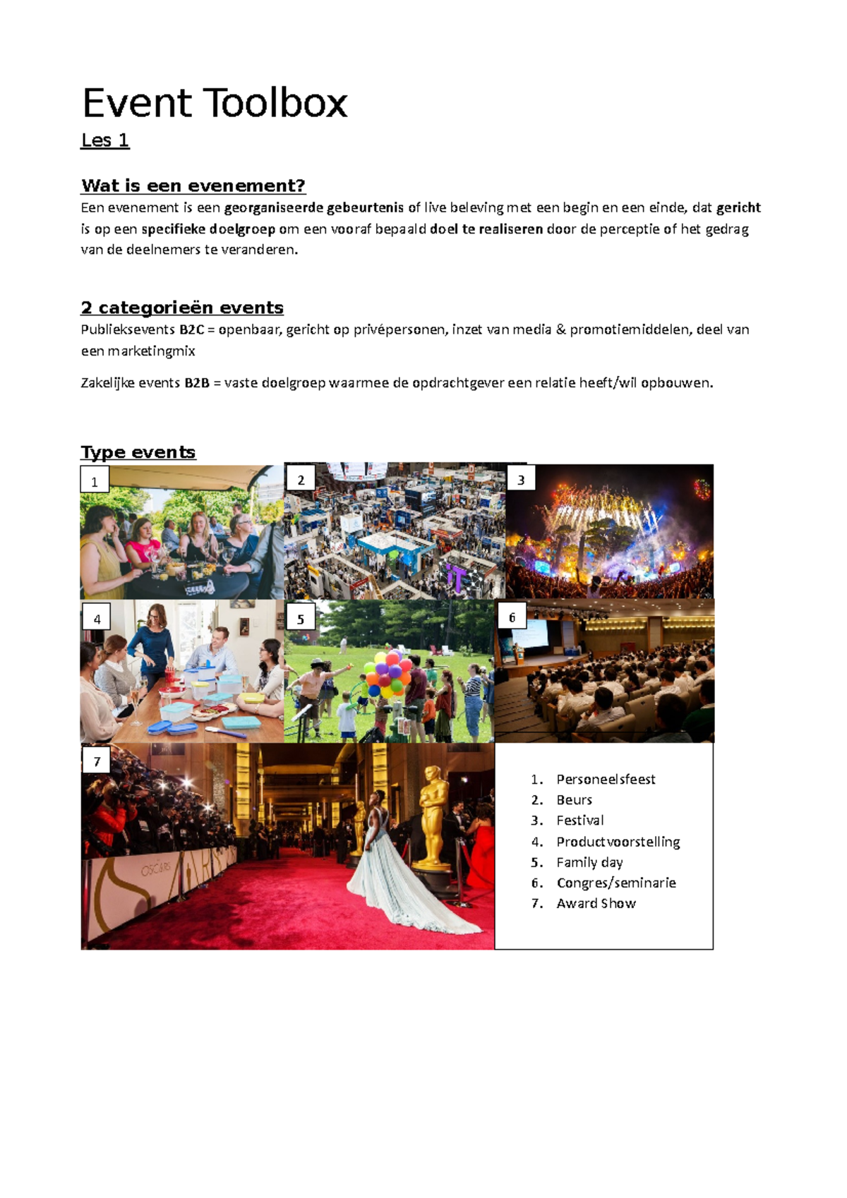 Examensamenvatting-Toolbox - Event Toolbox Les 1 Wat is een evenement ...