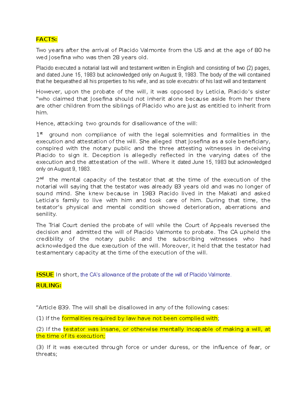 Ortega vs Valmonte - Case Digest - FACTS: Two years after the arrival ...