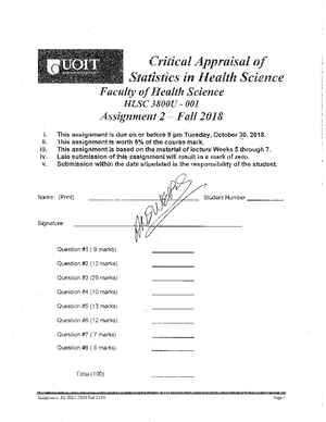 Tutorial 2 - HLSC3800 Tutorial Worksheet Notes: Please be sure to sign ...