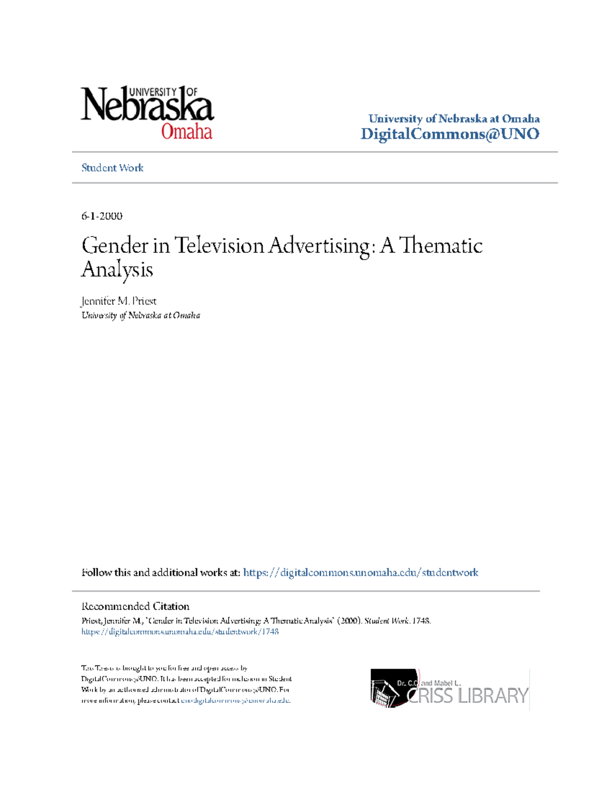 Gender in Television Advertising A Thematic Analysis - Priest ...