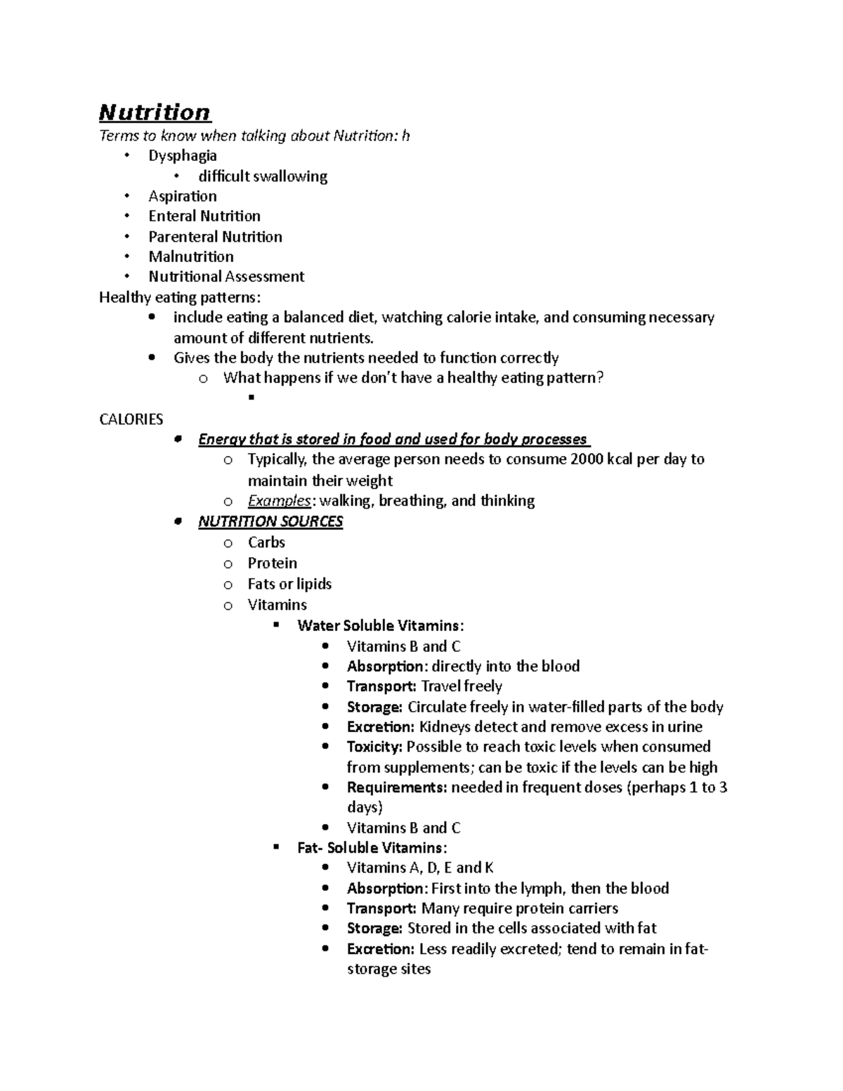 Day 3 - Lecture notes - Nutrition Terms to know when talking about ...