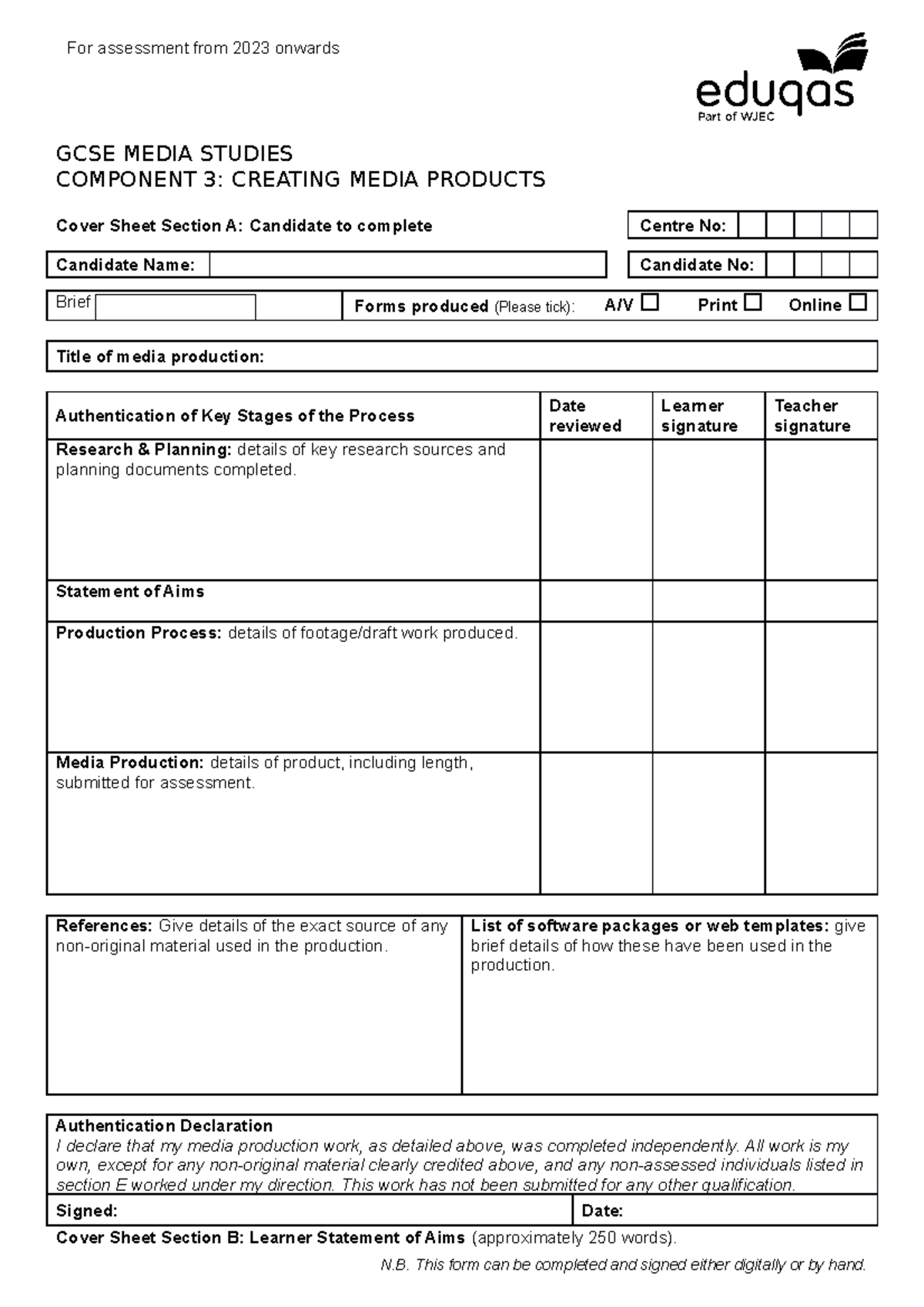 Eduqas gcse media c3 coversheet - GCSE MEDIA STUDIES COMPONENT 3 ...