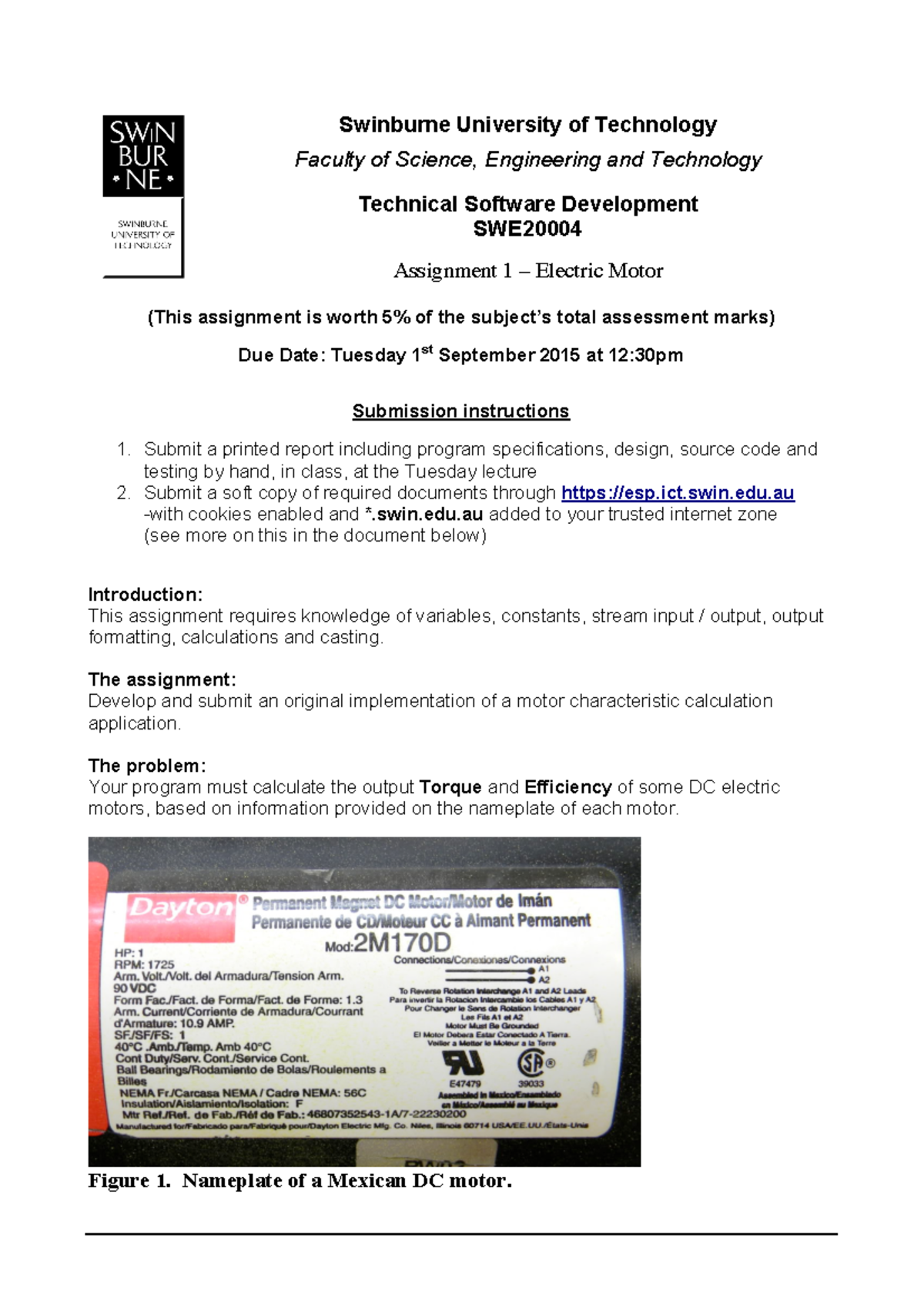 Assignment 1 - Swinburne University of Technology Faculty of Science ...