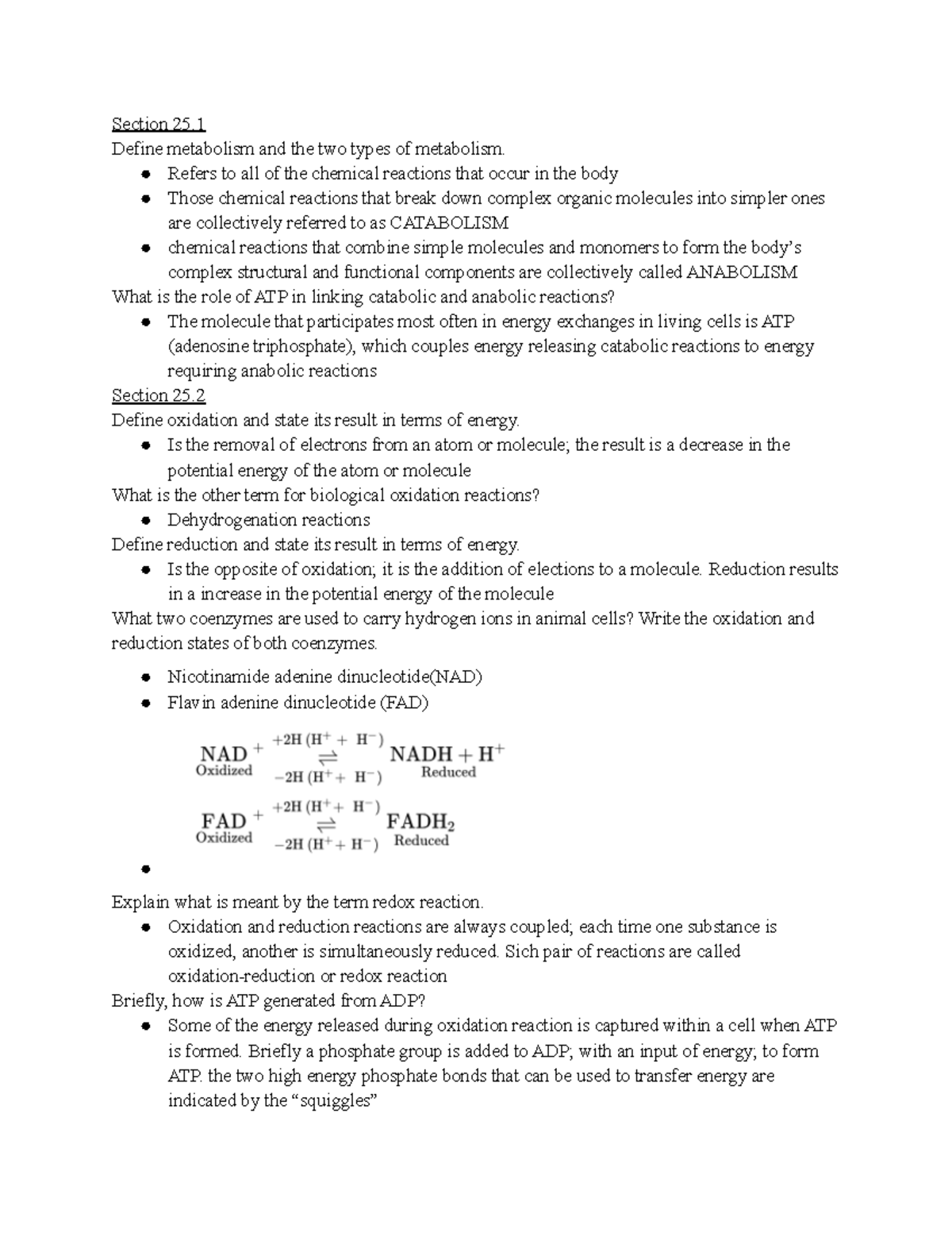 Chapter 25 study guide - notes - Section 25. Define metabolism and the ...