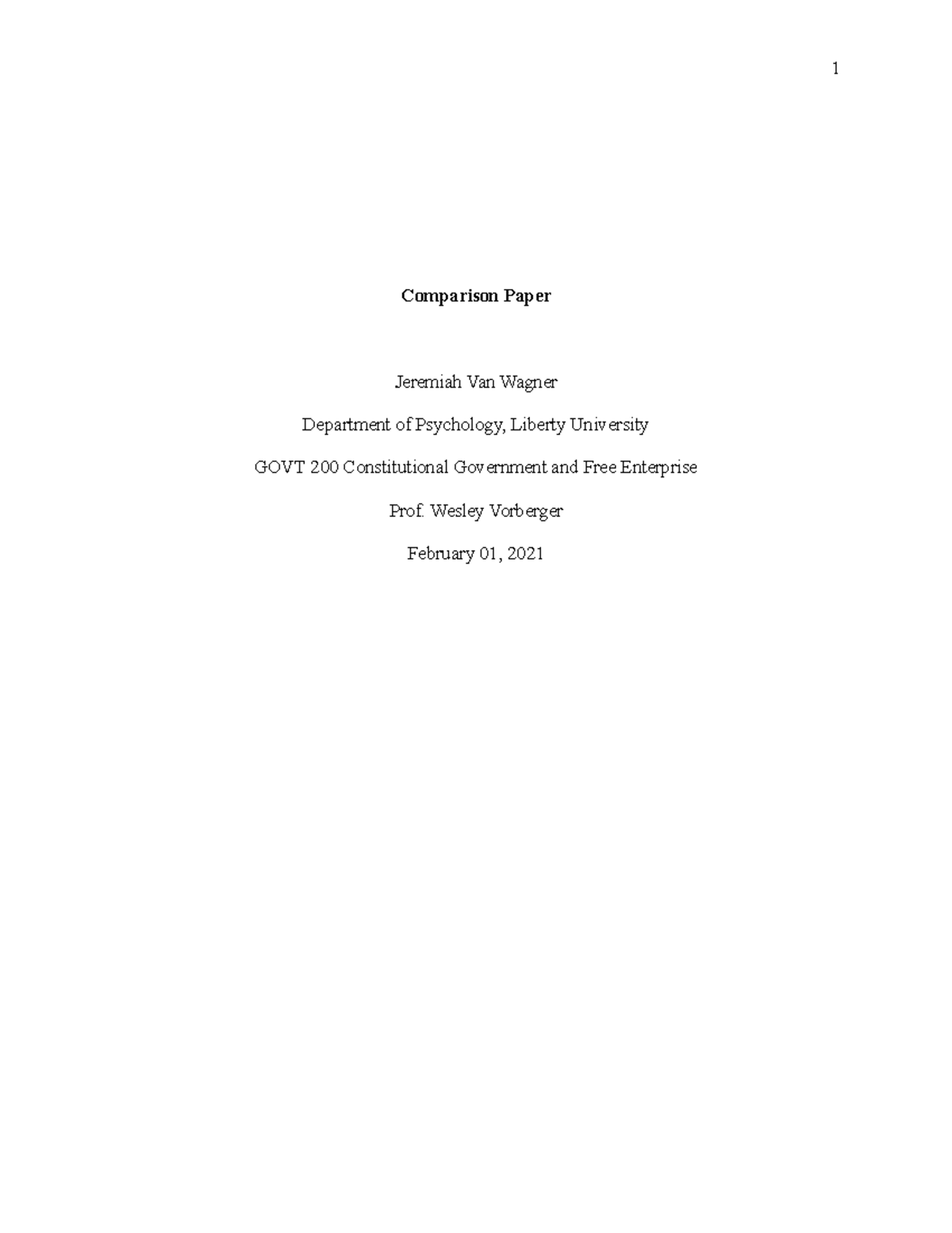 Week Two Comparison Paper - Comparison Paper Jeremiah Van Wagner ...