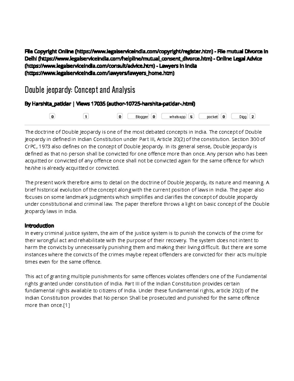 Double jeopardy Concept and Analysis - File Copyright Online - Studocu