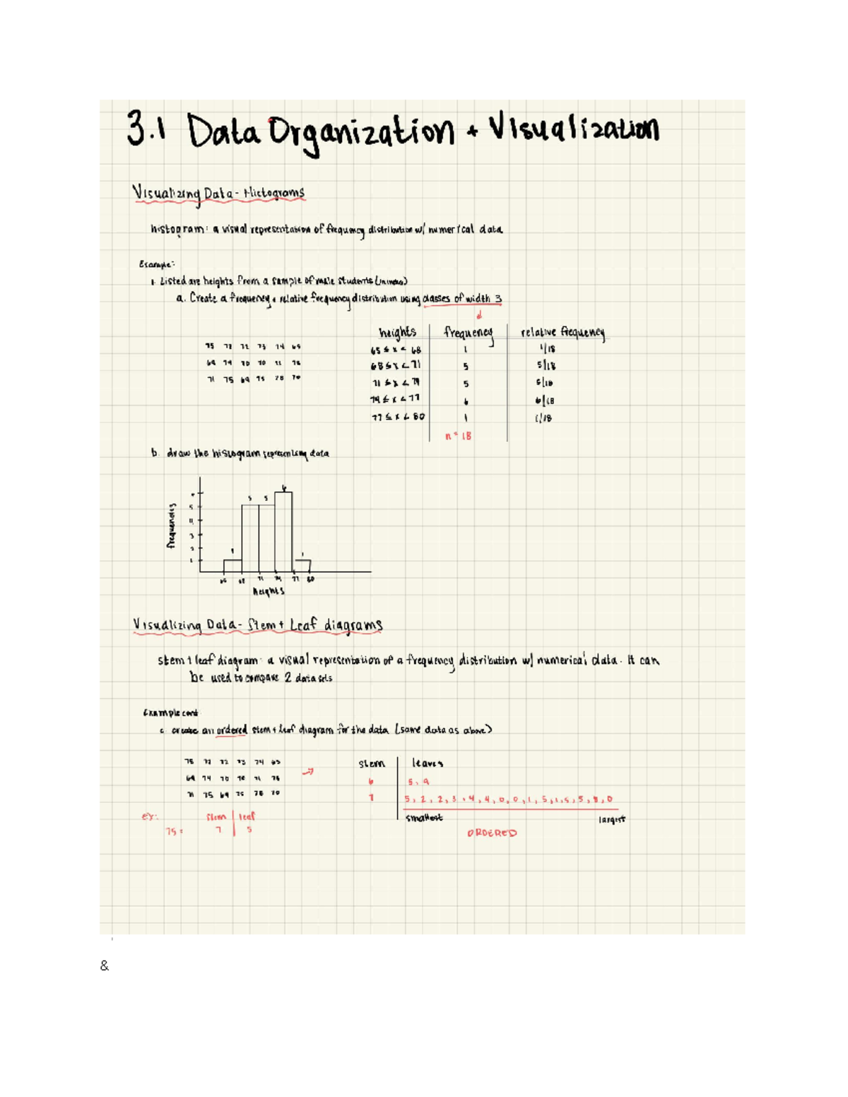 Math 142-Data organization and Visualization 3.1 - & 3 Data ...