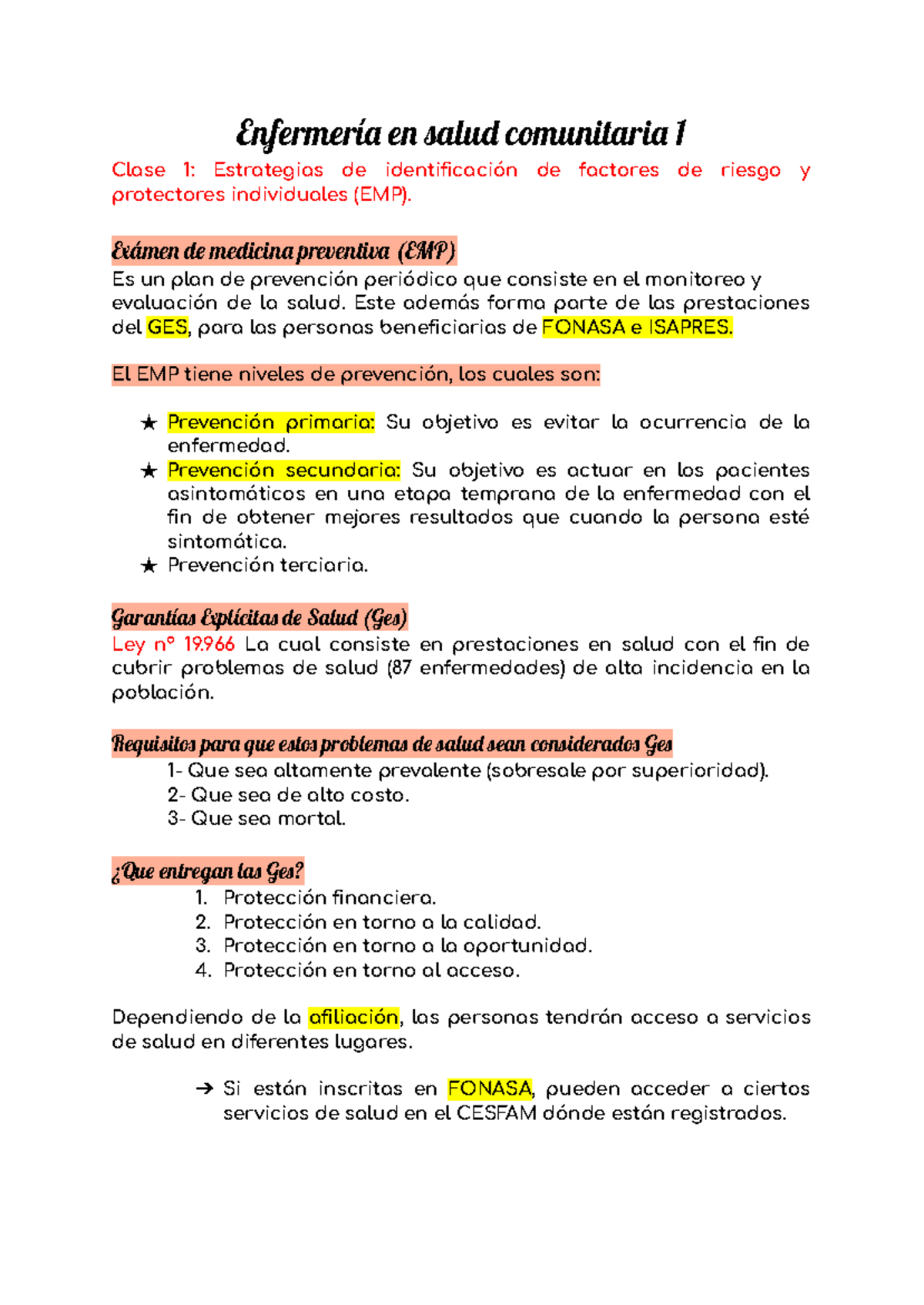 Comunitaria 1 presimulación - Enfermerí e salu comunitari 1 Clase 1: Estrategias de ...