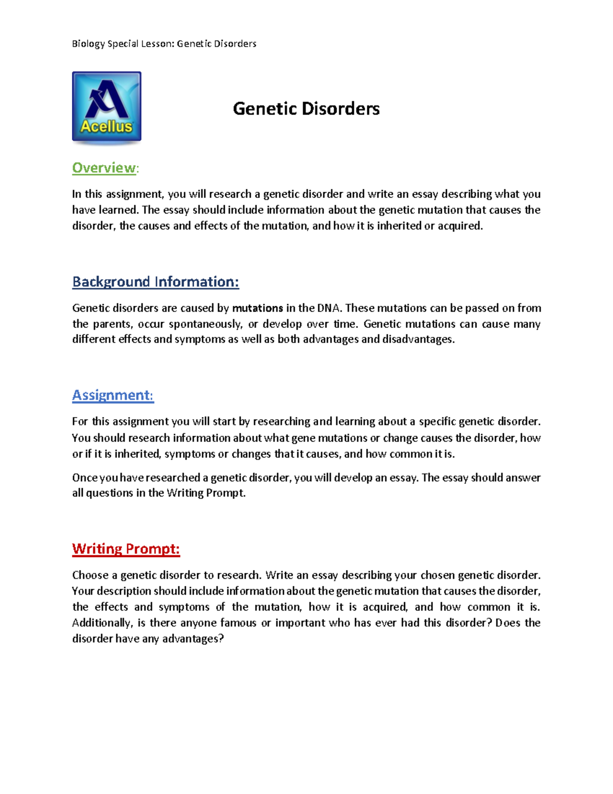 00001825 492 4933 4933 A2 - Biology Special Lesson: Genetic Disorders ...