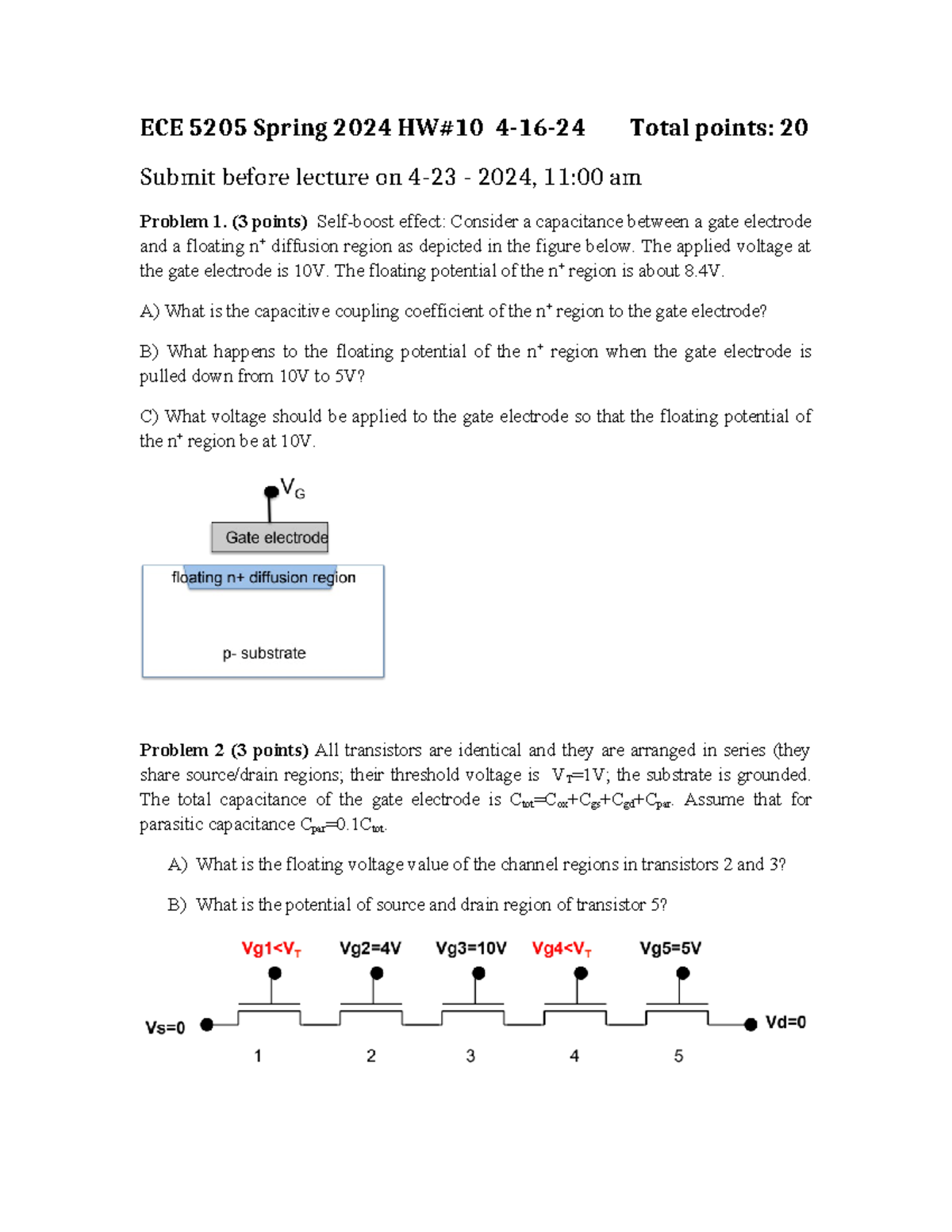 ECE 5205 Spring 2024 Homework 10 - ECE 5205 Spring 2024 HW#10 4-16-24 ...