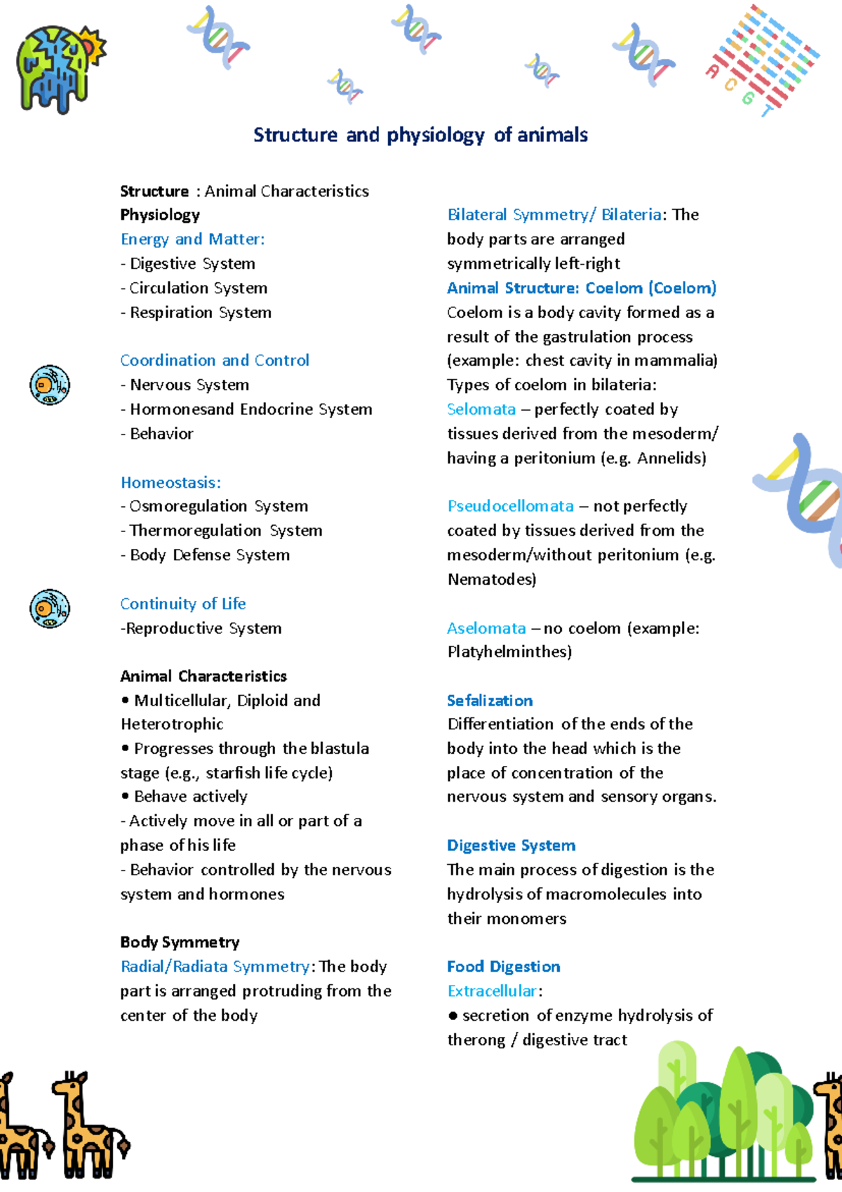 Structure and physiology of animals - Structure and physiology of ...