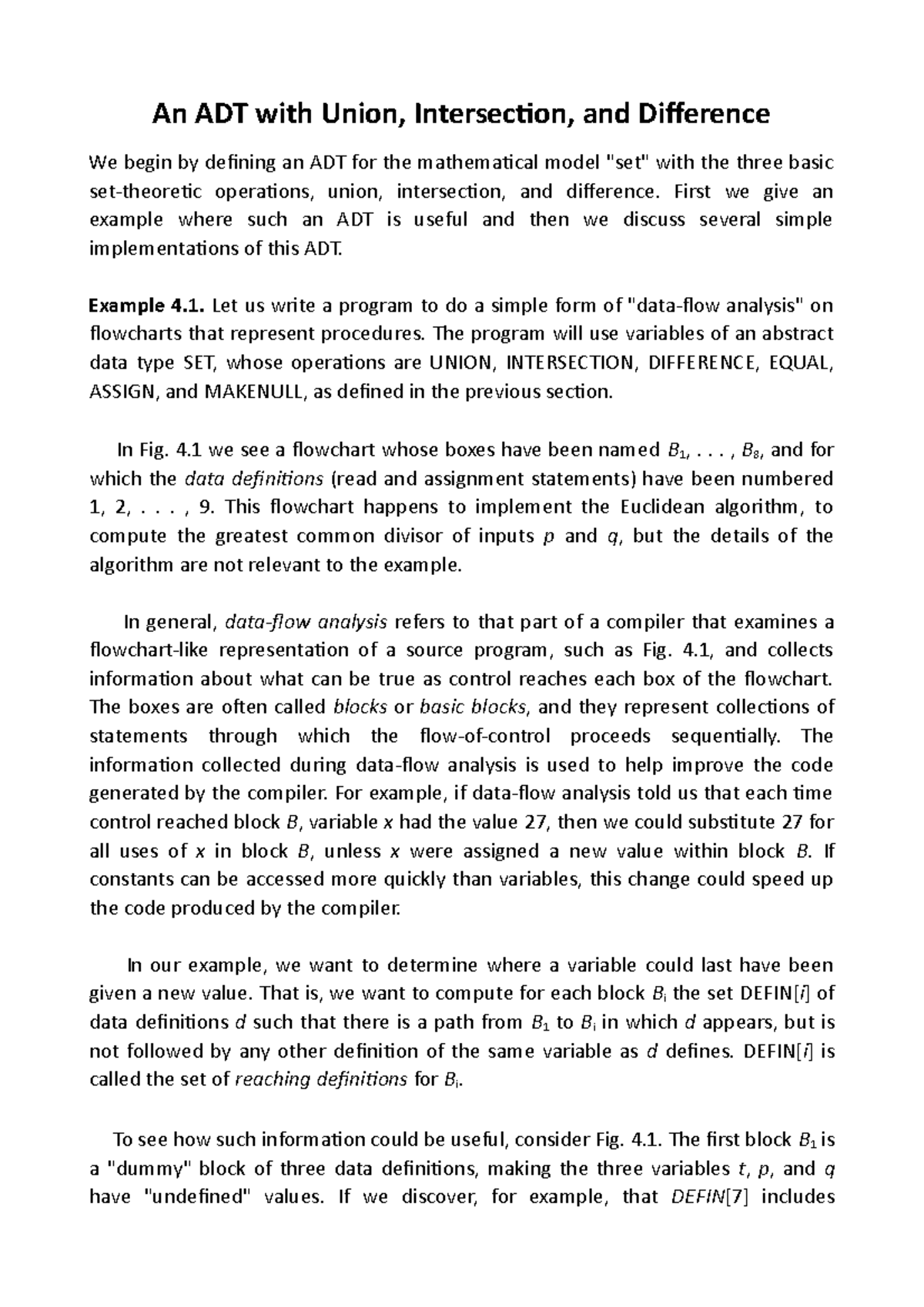 An ADT with Union, Intersection, and Difference - Data Structure and ...