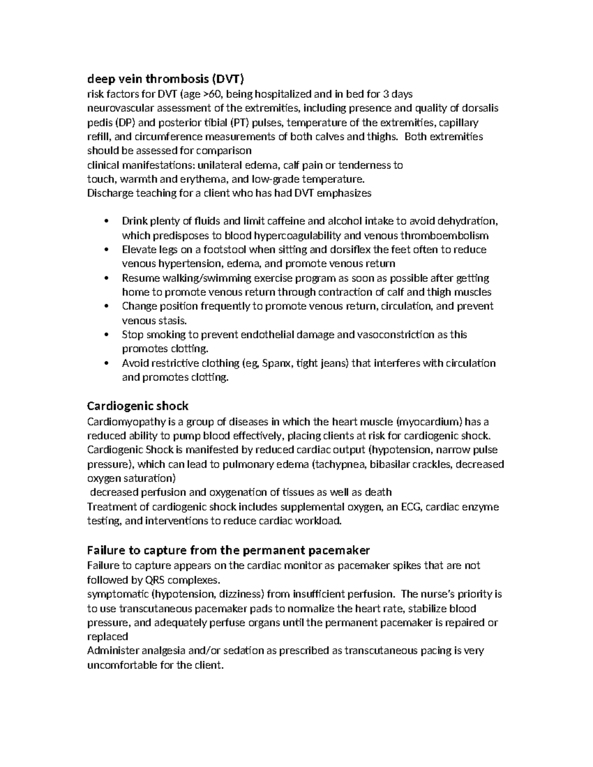 U World Cardiac Final Nursing Test - deep vein thrombosis (DVT) risk ...