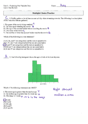 Unit 1 Test Review - practice for exam - Unit 1 – Exploring One ...