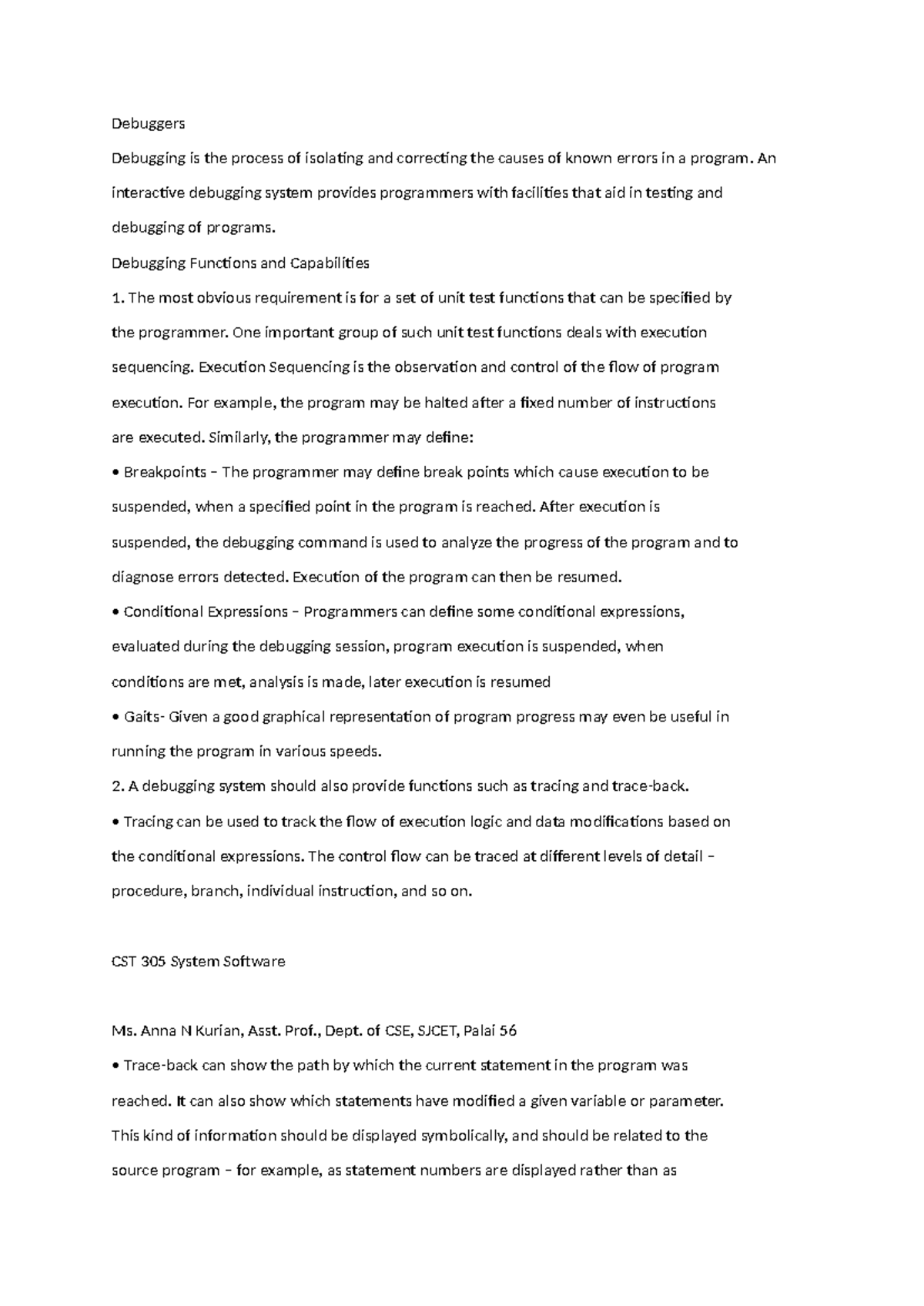 Debuggers And Debugging Strategies Debuggers Debugging Is The Process Of Isolating And