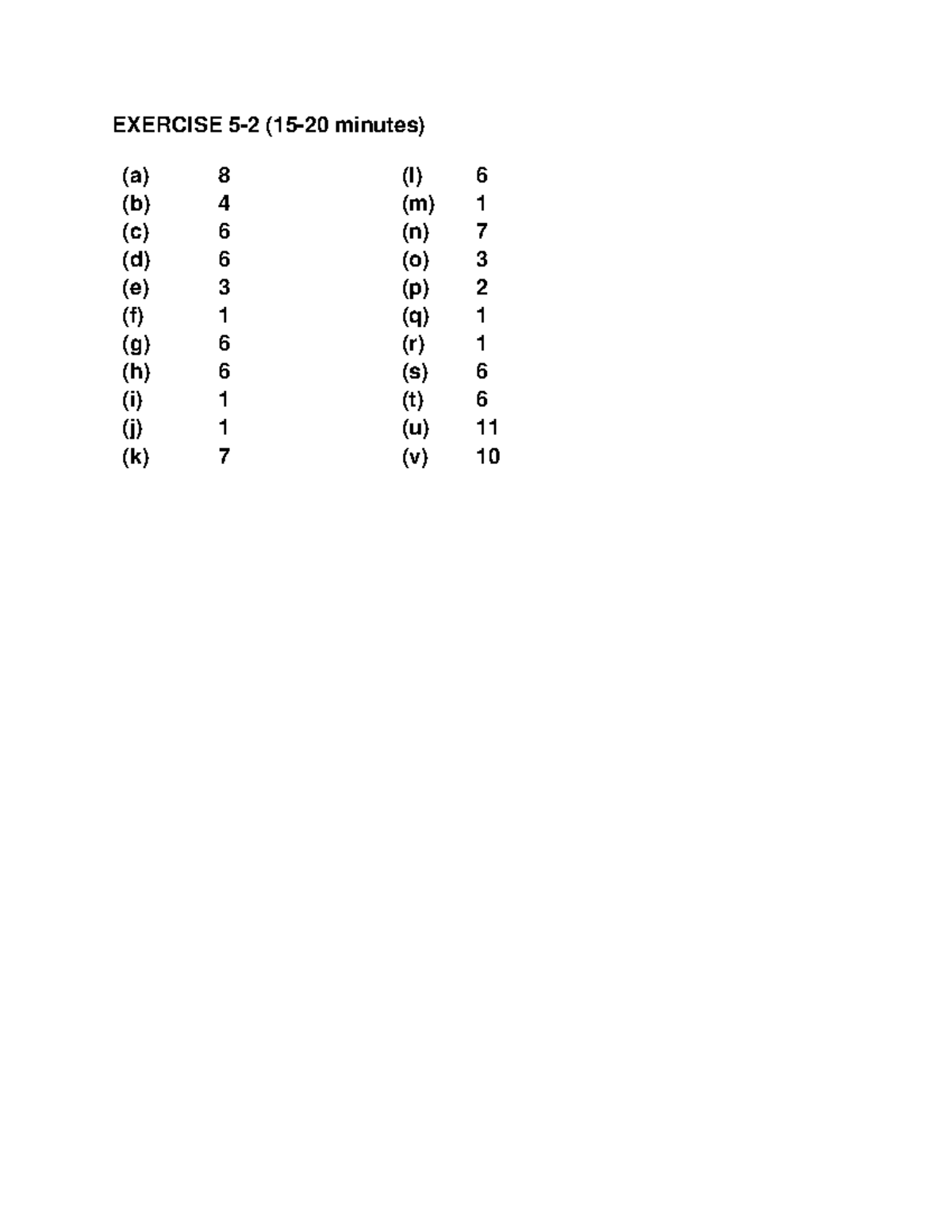 Pdf HOMEWORK EXERCISE 5 2 15 20 Minutes a 8 l b 4 m c 6