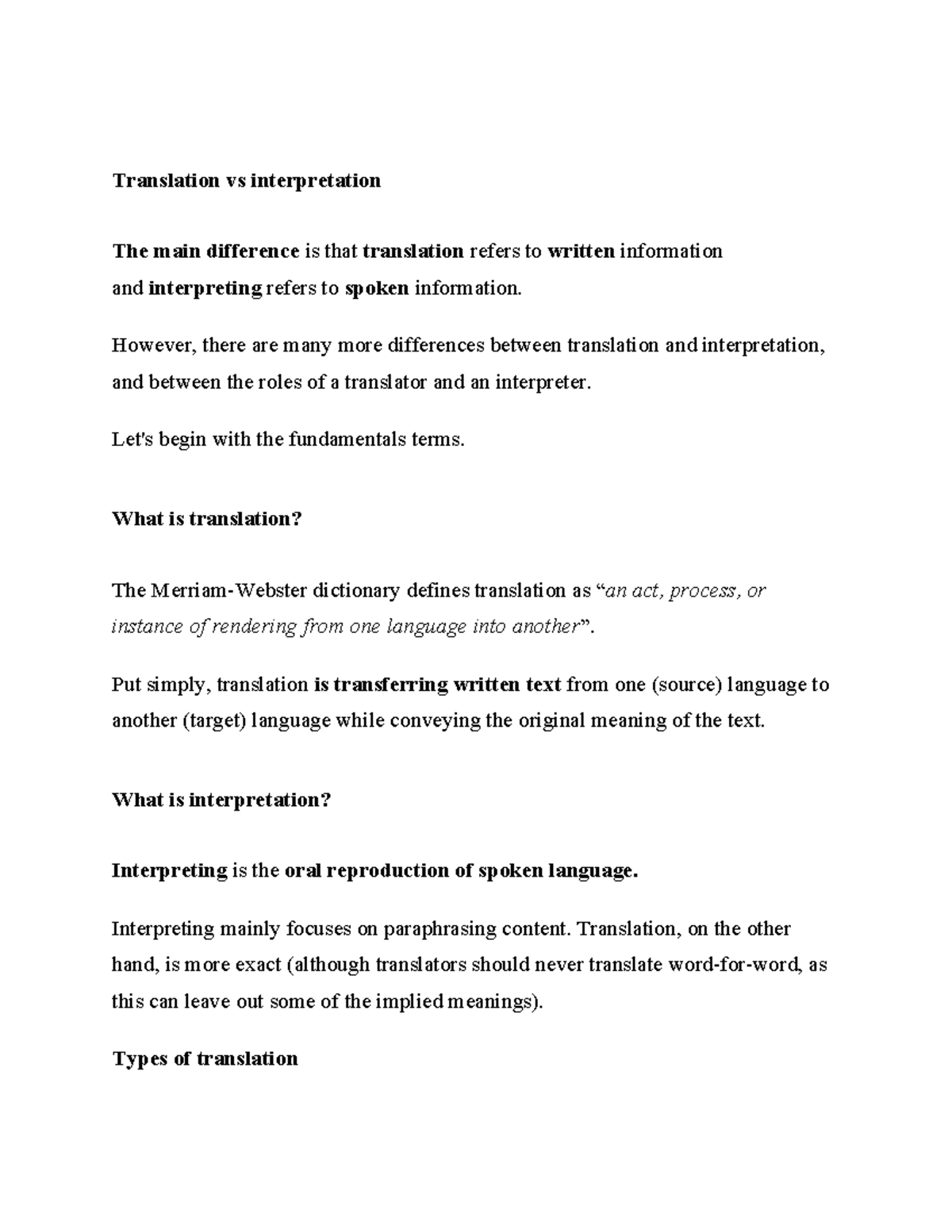 Translation vs interpretation 2 - However, there are many more ...