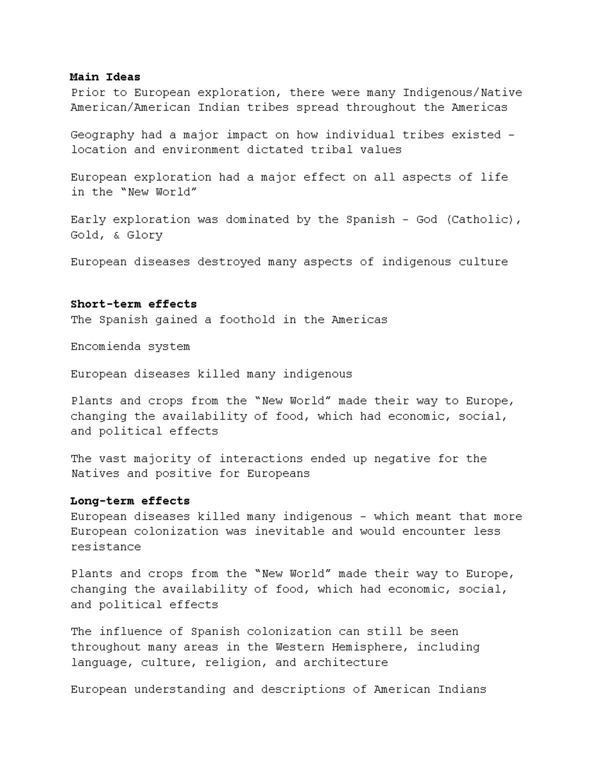 Apush Period 1 1492-1607 - Main Ideas Prior to European exploration ...