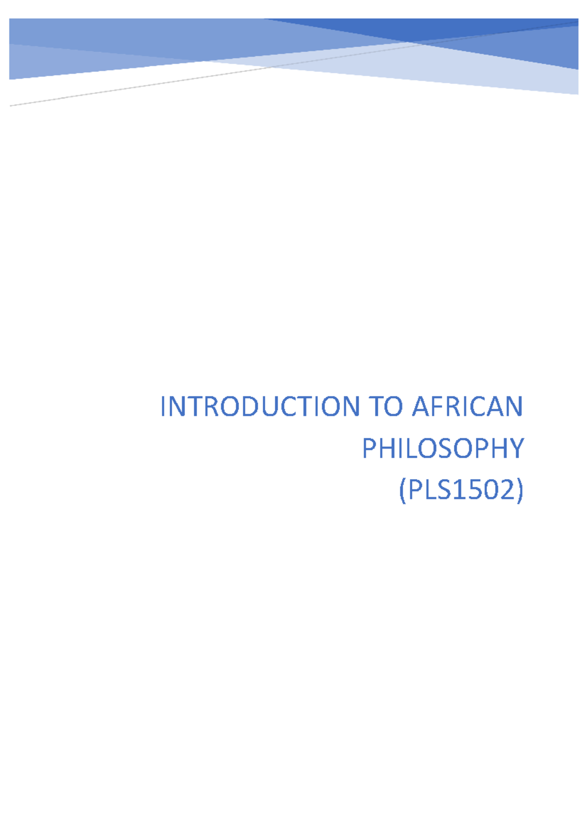 PLS1502 Assignment 02 - INTRODUCTION TO AFRICAN PHILOSOPHY (PLS1502 ...