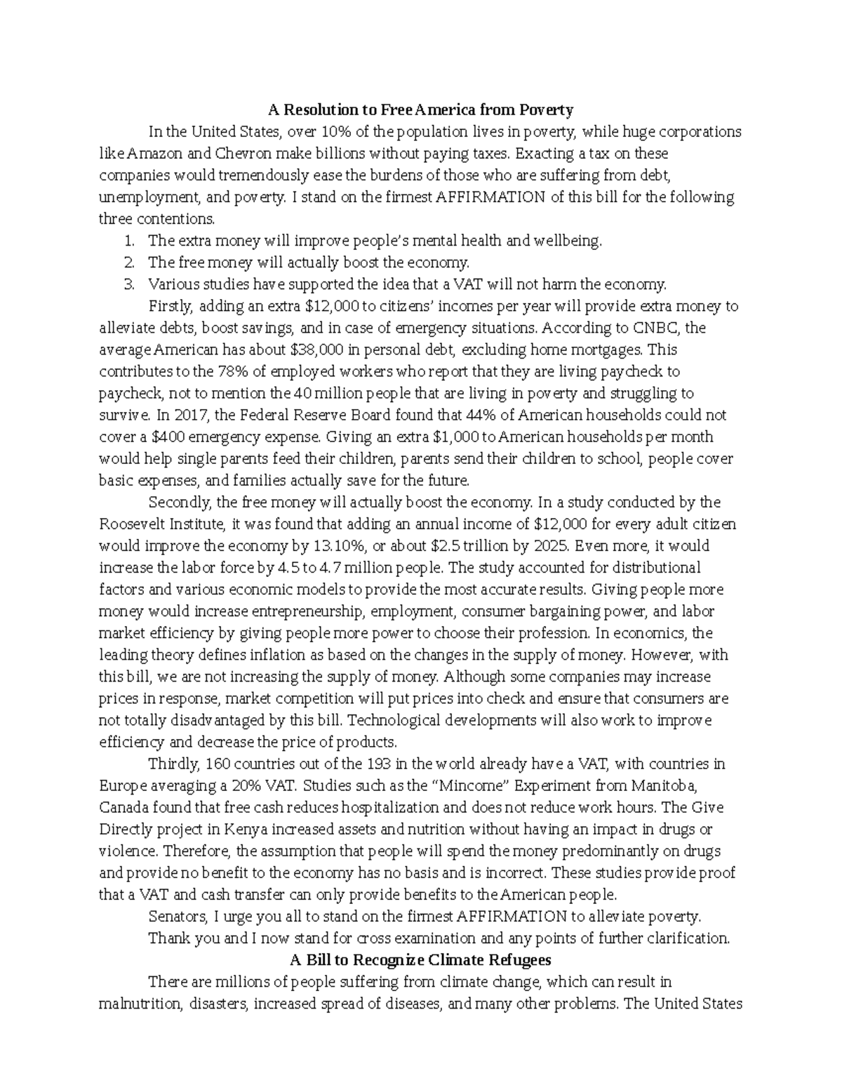 Novice Champs - This was an argument based on a received practice bill ...