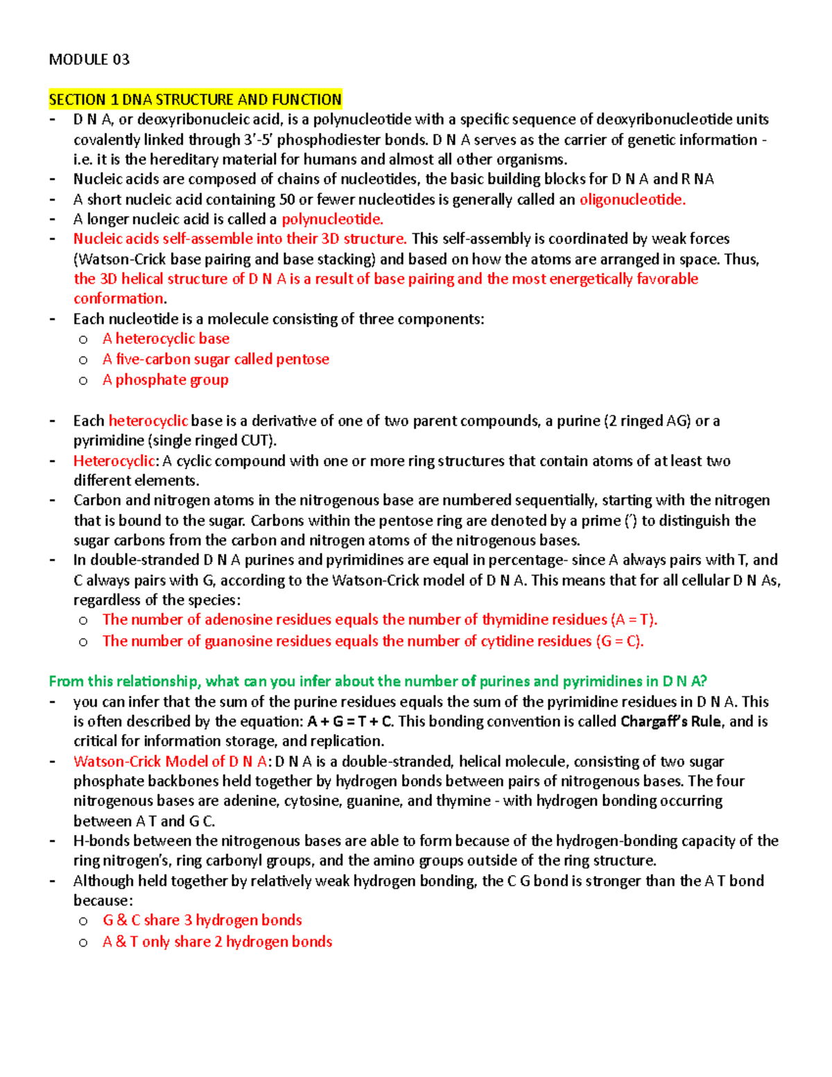 Module 3:4 - contains questions aswell - MODULE 03 SECTION 1 DNA ...
