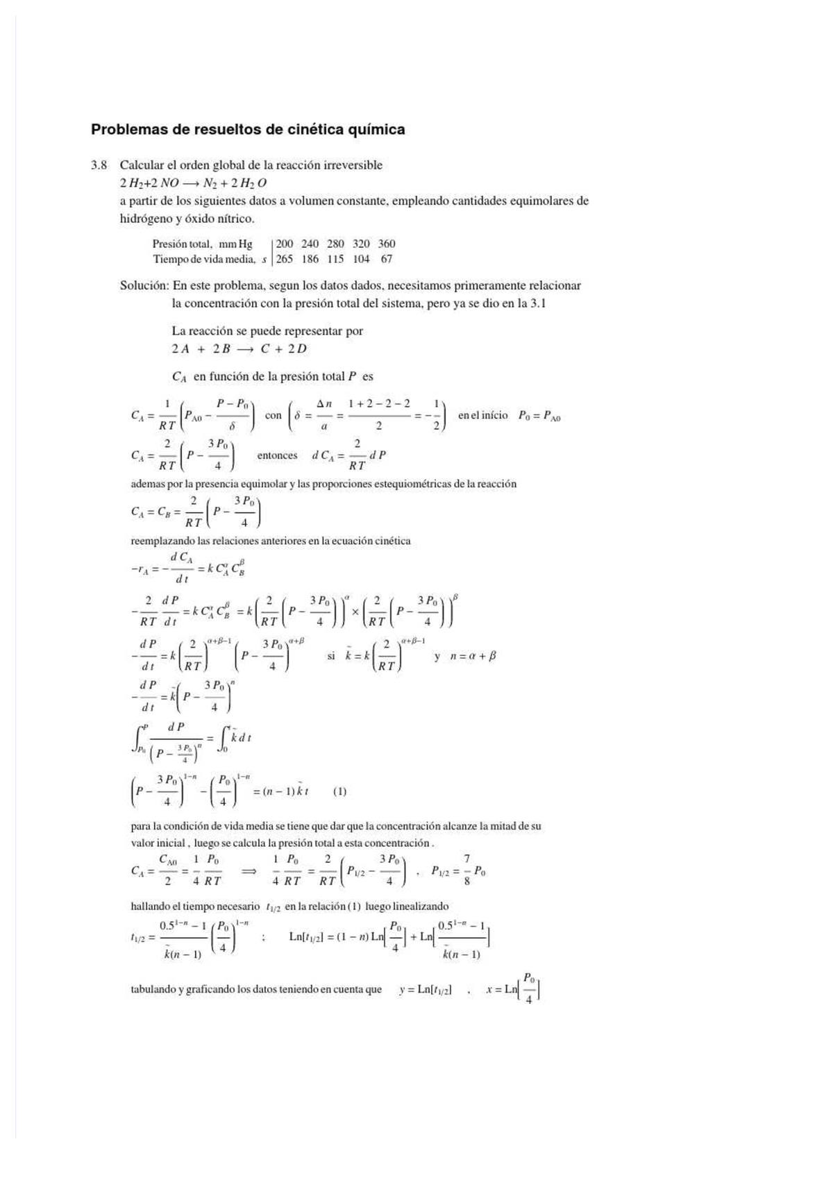 Pdf-problemas-cinetica-quimica compress - Y Ln t 1 2 5. 58 5. 23 4. 74 4. 64 4. 2 X Ln P 0 - Studocu