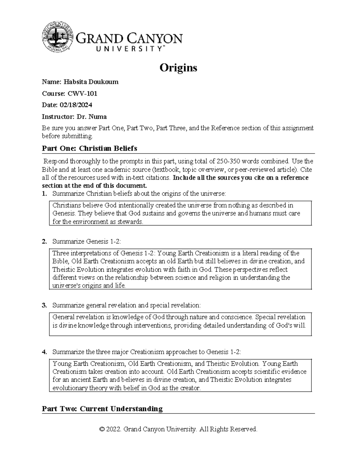 Origins Assignment - Origins Name: Habsita Doukoum Course: CWV- Date ...