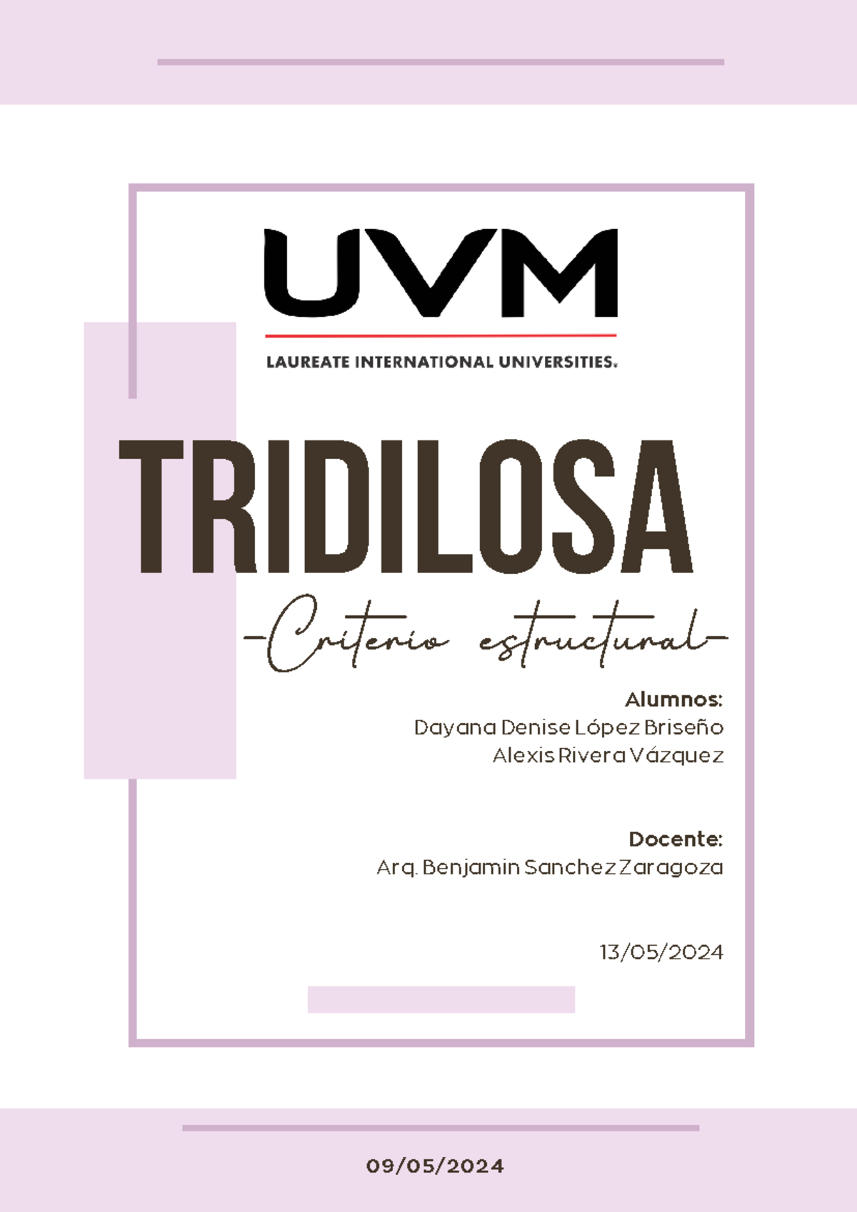 Tridilosa criterio estructural -Criterio estructural- Alumnos: Dayana ...