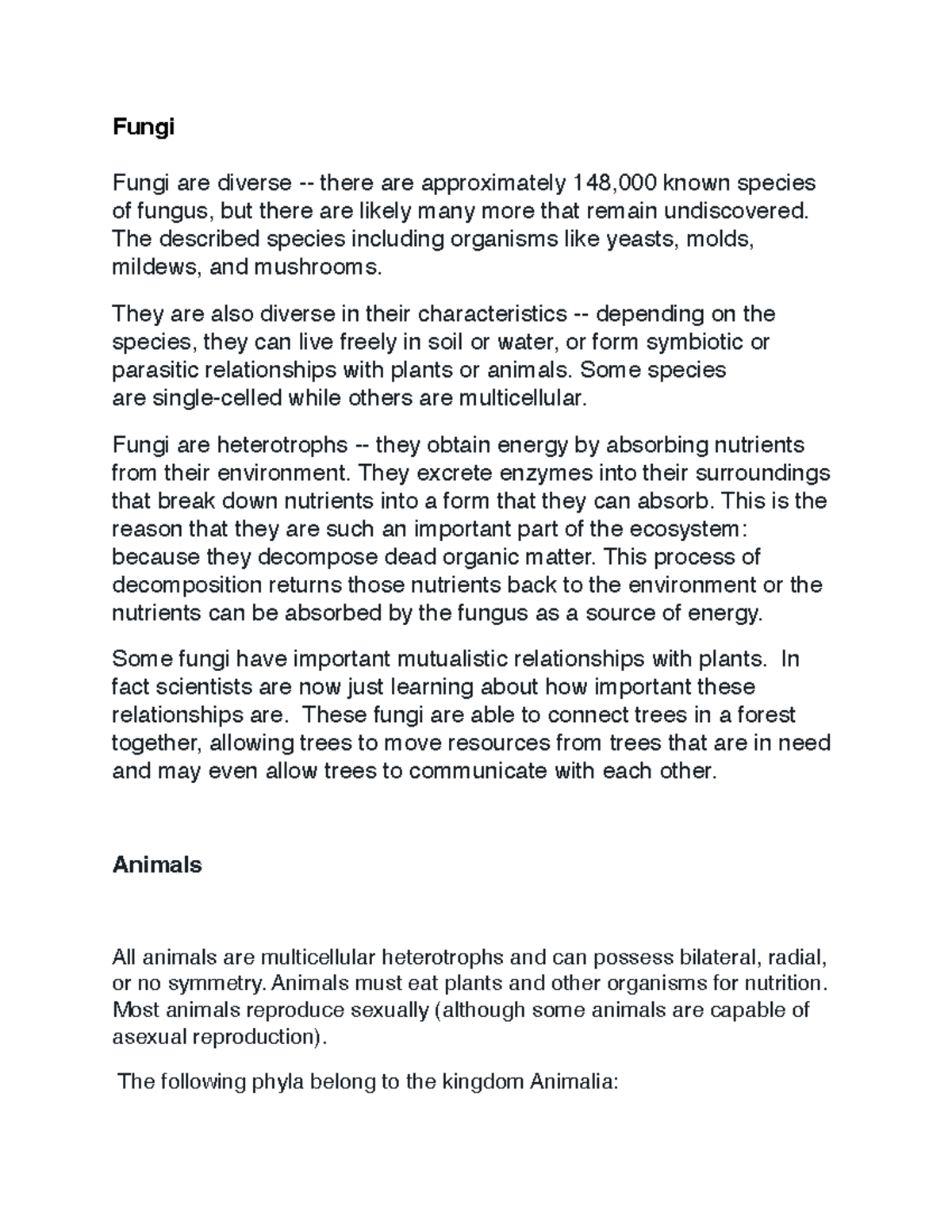 Biodiversity Fungi: Animals / Biology - Fungi Fungi are diverse - there ...