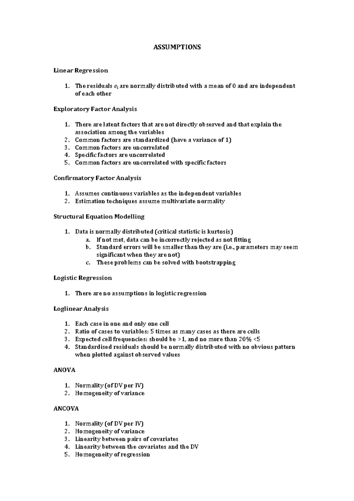 Advanced Design And Data Analysis - Assumptions - ASSUMPTIONS Linear ...