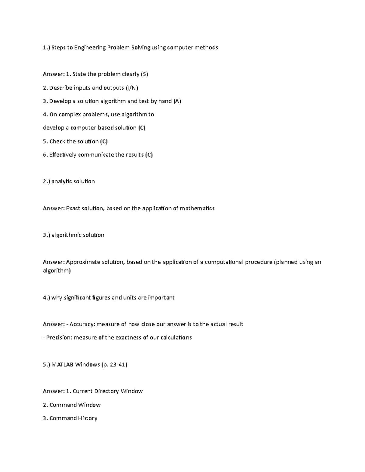 Chapter 2 Practice - 1.) Steps to Engineering Problem Solving using ...